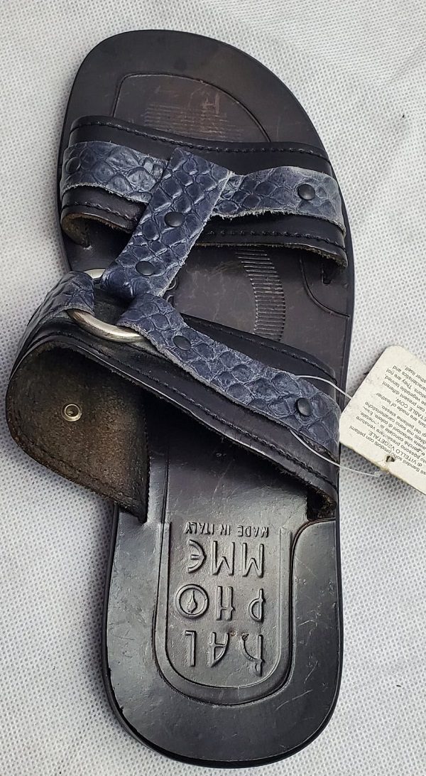 Vero Cuoio Blue-Black Leather Slippers - Way of Peace Boutique